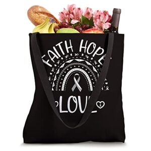 White Ribbon Lung Cancer Awareness Faith Hope Love Tote Bag