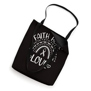 White Ribbon Lung Cancer Awareness Faith Hope Love Tote Bag