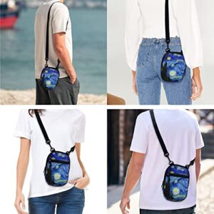 Coloranimal Van Gogh Crossbody Bags for Women Men Oil Painting Starry Night Shoulder Satchel Small Messenger Sling Bags Cellphone Tote Purse