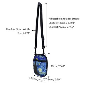 Coloranimal Van Gogh Crossbody Bags for Women Men Oil Painting Starry Night Shoulder Satchel Small Messenger Sling Bags Cellphone Tote Purse