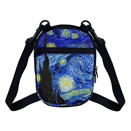 Coloranimal Van Gogh Crossbody Bags for Women Men Oil Painting Starry Night Shoulder Satchel Small Messenger Sling Bags Cellphone Tote Purse