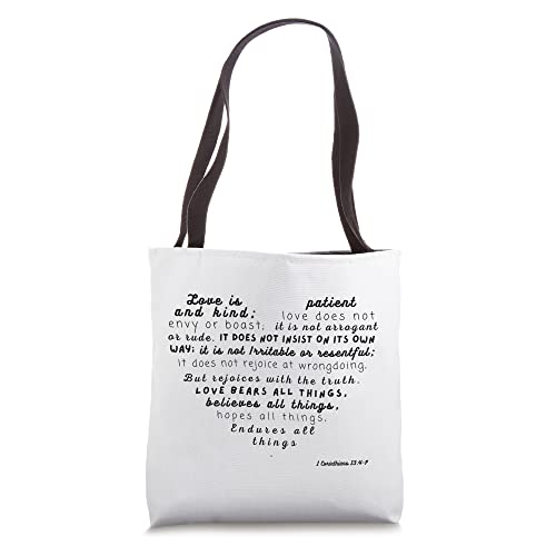 Biblical Love 1 Corinthians 13 Heart by 24/15 Tote Bag