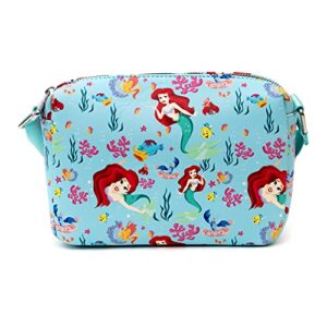 disney bag, cross body, rectangle, the little mermaid ariel under the sea band poses collage, vegan leather