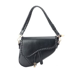 kuang! women saddle tote handbag purse woven underarm satchel clutch shoulder purse crossbody bag