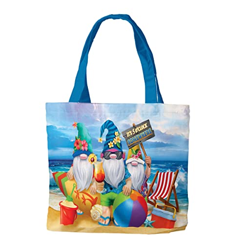 Summer Gnomes Humor Canvas Tote Bag Beach Scene Canvas Tote Bag 14.5" x 15" Briarwood Lane