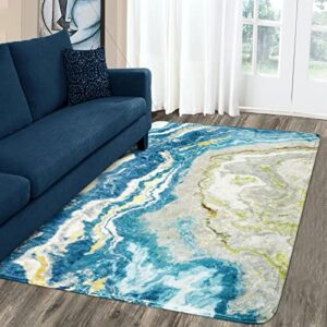 linromia marble large area rug 4’x6′, abstract swirl design living room rug washable modern throw carpet floor mats with non-skid backing decor for bedroom sofa laundry porch