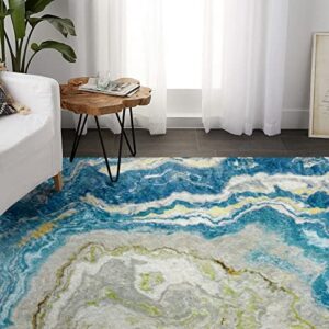 LINROMIA Marble Large Area Rug 4'x6', Abstract Swirl Design Living Room Rug Washable Modern Throw Carpet Floor Mats with Non-Skid Backing Decor for Bedroom Sofa Laundry Porch