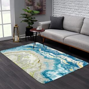 LINROMIA Marble Large Area Rug 4'x6', Abstract Swirl Design Living Room Rug Washable Modern Throw Carpet Floor Mats with Non-Skid Backing Decor for Bedroom Sofa Laundry Porch