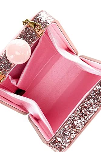 Kurt Geiger Women's Perfume Clutch Kiss Lock Pink Glitter Acrylic Shoulder Bag