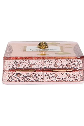 Kurt Geiger Women's Perfume Clutch Kiss Lock Pink Glitter Acrylic Shoulder Bag