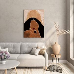 Black Woman Wall Art Canvas Poster Decorative with Frame (11.5×15 inch), African American Wall Art, Black Girl Art Wall Decor Home Wall Decor For Living Room Bathroom Hallway Modern Wall Decor, HRFN01