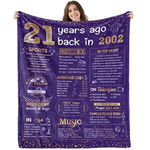 ydhctkyg 21st birthday decorations for her best 21st birthday gifts 21 year old birthday gifts for her girl daughter sister granddaughter soft throw blanket 21 years ago back in 2002 – purple gold