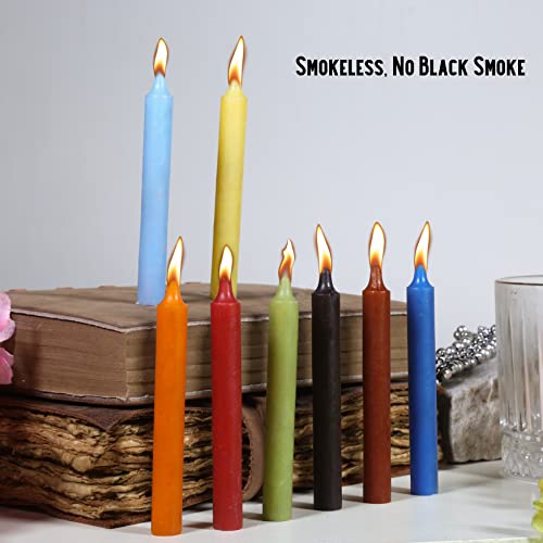 Raajsee Unscented Mini Taper Candles (Multi-Color) | 4 Inches Dinner Candle Sticks| Smokeless, and Dripless| Paraffin Wax with Cotton Wicks | Long Burning Time (Pack of 40)