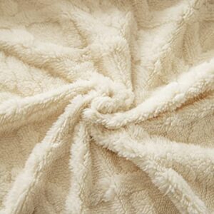 Thick Sherpa Throw Blanket Fleece Plush Blanket for Couch Sofa Boho Pattern Soft Warm Blanket for Winter,Beige,60“x80