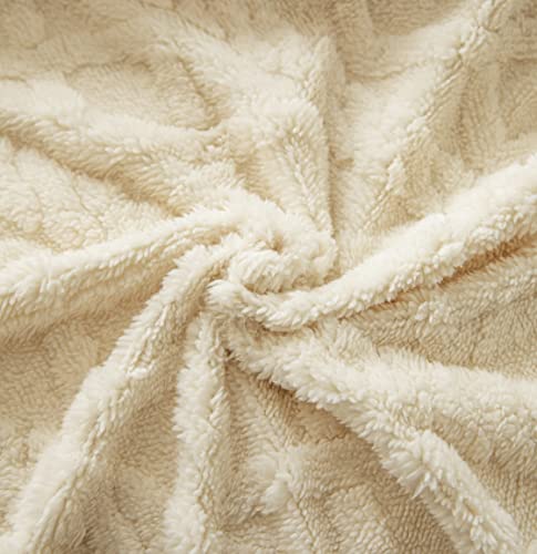 Thick Sherpa Throw Blanket Fleece Plush Blanket for Couch Sofa Boho Pattern Soft Warm Blanket for Winter,Beige,60“x80