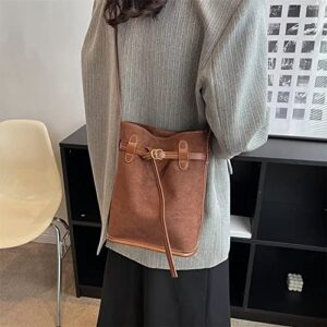 Mudono Shoulder Bag for Women Vintage Suede Bucket Bag Designer Crossbody Purse Hobo Leather Handbag Purse