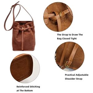 Mudono Shoulder Bag for Women Vintage Suede Bucket Bag Designer Crossbody Purse Hobo Leather Handbag Purse