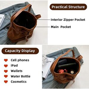 Mudono Shoulder Bag for Women Vintage Suede Bucket Bag Designer Crossbody Purse Hobo Leather Handbag Purse