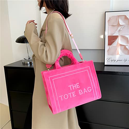 JQAliMOVV The Tote Bags for Women, Trendy Leather Tote Bags Large Top-Handle Crossbody Tote Bag Handbag for Travel Work (Pink)