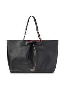 victoria’s secret black bow chain strap weekender tote bag