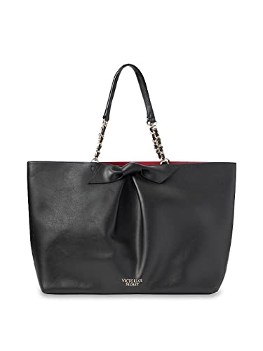 Victoria's Secret Black Bow Chain Strap Weekender Tote Bag