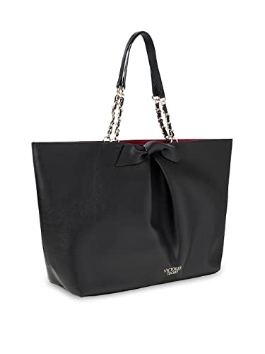 Victoria's Secret Black Bow Chain Strap Weekender Tote Bag