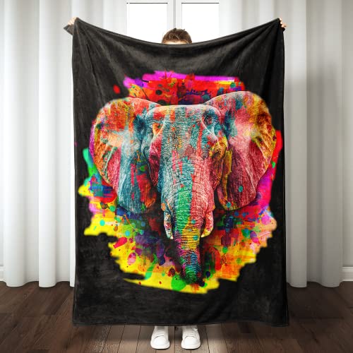 Elephant Blanket Super Soft Warm Elephant Throw Blanket - Lightweight Cozy Flannel Throw Blanket for All Seasons Bed Couch Sofa Office Decor, Gift for Girls and Boys Women and Man 50"x40"