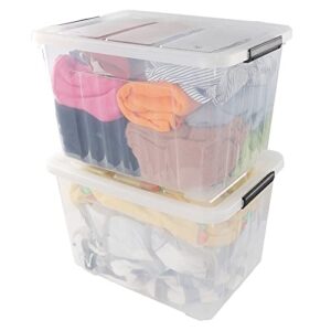 Cand 50 Quart Clear Plastic Box with Wheels, Large Lidded Storage Bins, 4 Packs