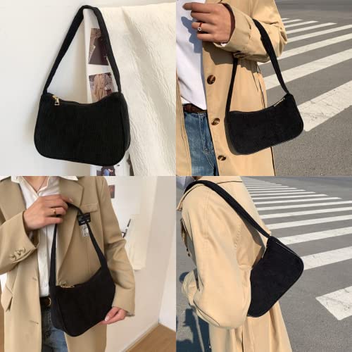 Fashion Corduroy Underarm Bag Casual Women Tote Shoulder Bag Clutch Purse Travel Handbag