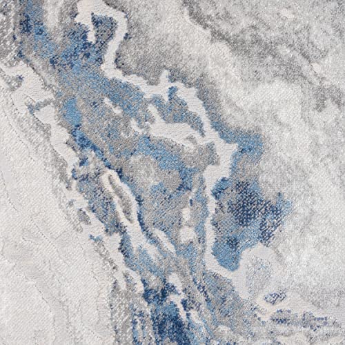 Abani Atlas 6'x9' Blue/Grey Area Rug, Abstract Marble - Durable Non-Shedding - Easy to Clean