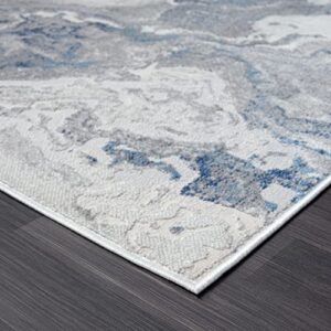 Abani Atlas 6'x9' Blue/Grey Area Rug, Abstract Marble - Durable Non-Shedding - Easy to Clean