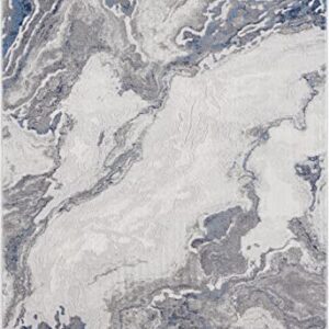 Abani Atlas 6'x9' Blue/Grey Area Rug, Abstract Marble - Durable Non-Shedding - Easy to Clean