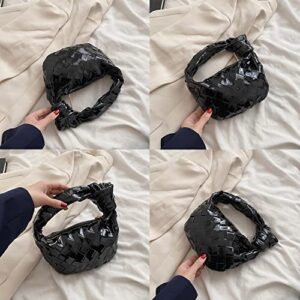 ELDA Knotted Clutch Handbag Woven Bags for Women Fashion Dumpling Pouch Purse Patent Leather Cloud Purse Handmade Hobo Bag