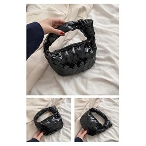 ELDA Knotted Clutch Handbag Woven Bags for Women Fashion Dumpling Pouch Purse Patent Leather Cloud Purse Handmade Hobo Bag