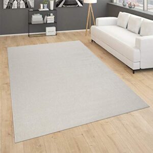 Paco Home Solid Area Rug in Cream Modern Plain Design, Size: 6'7" x 9'2"