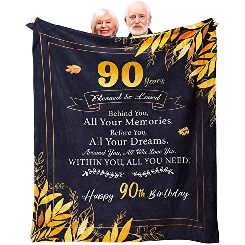 Sbangtu 90th Birthday Gifts for Women Men, Best Gifts for 90 Year Old Woman Man, Happy 90th Birthday Party Decorations, 90th Birthday Gift Ideas, 1933 90 Birthday Gifts Throw Blanket 60 x 50 inch