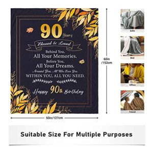 Sbangtu 90th Birthday Gifts for Women Men, Best Gifts for 90 Year Old Woman Man, Happy 90th Birthday Party Decorations, 90th Birthday Gift Ideas, 1933 90 Birthday Gifts Throw Blanket 60 x 50 inch