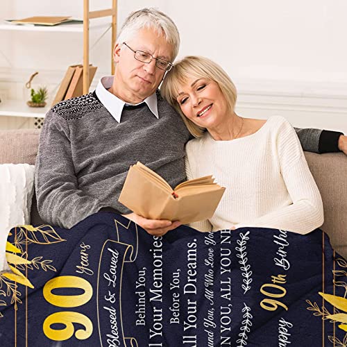 Sbangtu 90th Birthday Gifts for Women Men, Best Gifts for 90 Year Old Woman Man, Happy 90th Birthday Party Decorations, 90th Birthday Gift Ideas, 1933 90 Birthday Gifts Throw Blanket 60 x 50 inch