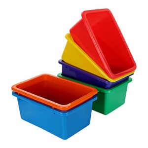 dajave 6 pack small multi-purpose plastic storage bins, stackable cubby bin storage bins storage cubbies for classroom home nursery toys organizers