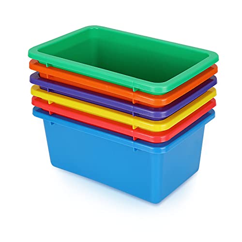 DAJAVE 6 Pack Small Multi-Purpose Plastic Storage Bins, Stackable Cubby Bin Storage Bins Storage Cubbies for Classroom Home Nursery Toys Organizers