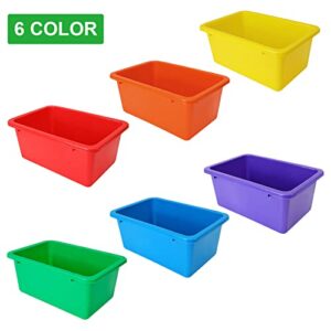 DAJAVE 6 Pack Small Multi-Purpose Plastic Storage Bins, Stackable Cubby Bin Storage Bins Storage Cubbies for Classroom Home Nursery Toys Organizers