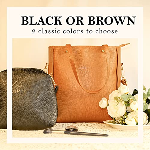 WEETEE Satchel Bags For Women, Small Size Crossbody Handbags Clutch Wallet Purses Card Holder Set 4pcs(Black)