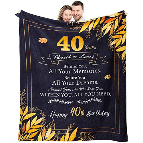 40th Birthday Gifts for Women Men, 40 Year Old Birthday Gift for Woman Man Turning 40, Happy 40th Birthday Party Decorations, 40th Birthday Gift Ideas, 1983 Birthday Gifts Throw Blanket 60 x 50 inch