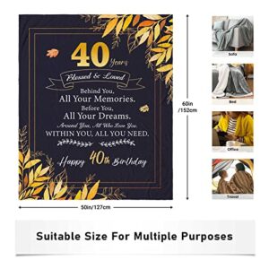 40th Birthday Gifts for Women Men, 40 Year Old Birthday Gift for Woman Man Turning 40, Happy 40th Birthday Party Decorations, 40th Birthday Gift Ideas, 1983 Birthday Gifts Throw Blanket 60 x 50 inch