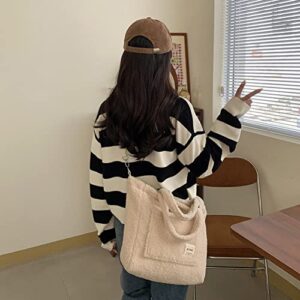 Fluffy Tote Bag for Women Plush Crossbody Handbag Sherpa Fleece Shoulder Bag Girls Teddy Fur Fuzzy Hobo Purse