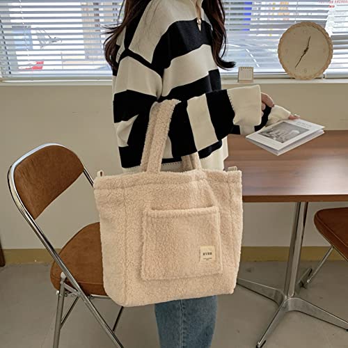 Fluffy Tote Bag for Women Plush Crossbody Handbag Sherpa Fleece Shoulder Bag Girls Teddy Fur Fuzzy Hobo Purse