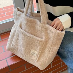 Fluffy Tote Bag for Women Plush Crossbody Handbag Sherpa Fleece Shoulder Bag Girls Teddy Fur Fuzzy Hobo Purse