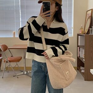 Fluffy Tote Bag for Women Plush Crossbody Handbag Sherpa Fleece Shoulder Bag Girls Teddy Fur Fuzzy Hobo Purse