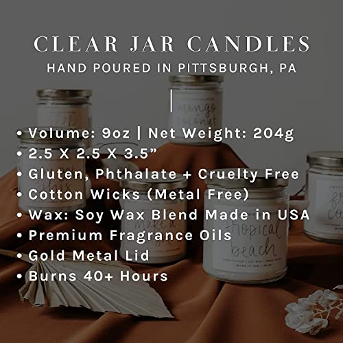 Sweet Water Decor Warm and Cozy Soy Candle | Orange Peel, Cinnamon, Ginger, Clove, Cypress, and Pine and Fir Balsam Scented Candles for Home | 9oz Clear Jar, 40+ Hour Burn Time, Made in The USA