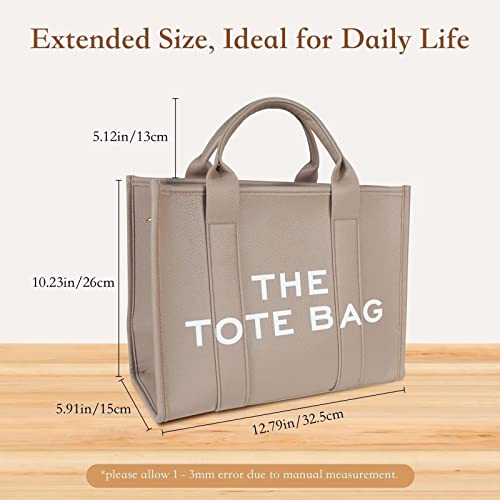 The Tote Bags for Women Large Travel Tote Bag Purse with Zipper PU Leather Tote Bag Top-Handle Shoulder Crossbody Bags Grey